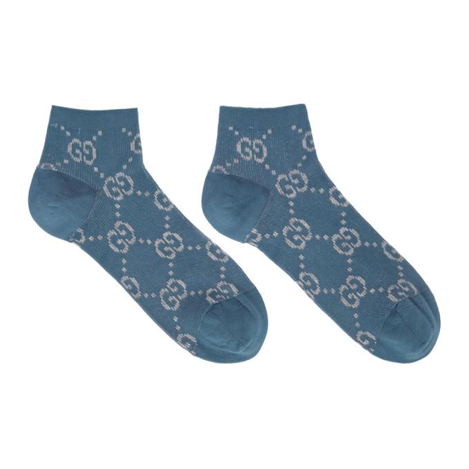 Gucci Blue and Silver Lame Short GG Socks – BlackSkinny